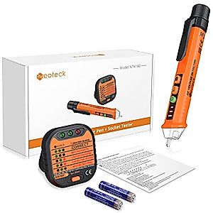 Neoteck Electrical Socket Voltage Tester Pen Kit Included Non-Contact 12-1000V AC Voltage Detector Pen and Receptacle Tester with AC Voltage Detector LED and Sound Alarm