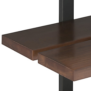 SIMPLIHOME Adler SOLID WOOD and Metal 66 inch x 54 inch Modern Industrial Bookcase in Light Walnut Brown with 4 Shelves, for the Living Room, Study and Office