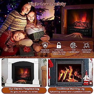 GOFLAME 26 Inch Electric Fireplace Log Set Heater, Fireplace Insert Log Heater with Remote Control, 5 Flame Modes & Brightness, 8H Timer, Realistic Pinewood Ember Bed