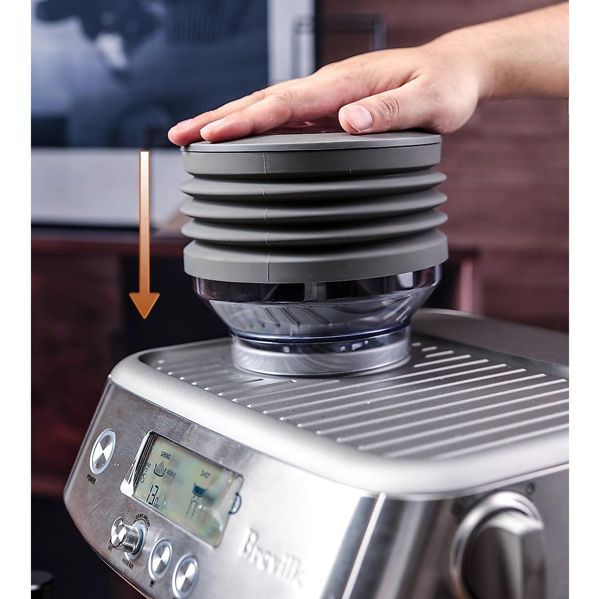 Silicone Bellow Compatible for Breville Barista Express, Single Dose Hopper for Breville Espresso Machine With Grinder - Extended Version