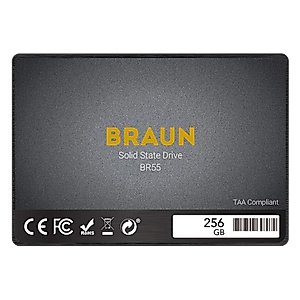 Braun BR55 256GB Internal 2.5 Inch SATA III Internal SSD Solid State Drive, TAA Compliant, 5 Year Warranty (BR55256GB)