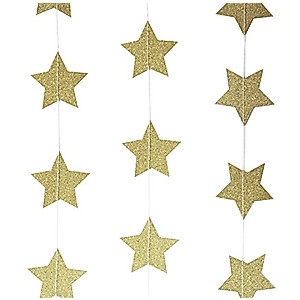 Ginger Ray Pastel Perfection Sparkling Star Garland Bunting for Weddings or Parties, Gold, 1