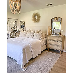 PHI VILLA Rattan Cabinet - Chest of Drawers Small Cabinet for Living Room Bedroom Accent Storage Cabinet/Nightstand/Bedside Table, Rattan Dresser