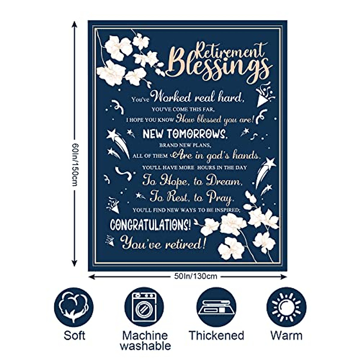 Happy Retirement Gifts for Women Men, Retirement Blanket Gift, Best Female Retirement Gifts Ideas, Funny Retired Gifts for Dad, Nurses, Doctors, Farewell Gifts for Coworker Throw Blanket 60"x 50"