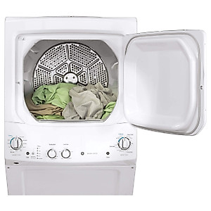 GE GUD27ESSMWW Unitized Spacemaker 3.8 Washer with Stainless Steel Basket and 5.9 Cu. Ft. Capacity Electric Dryer, White