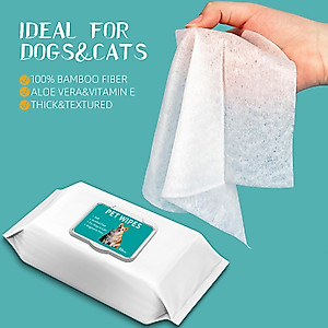 Pet Hypoallergenic Wipes,Extra Thick Cat Wipes for Cleaning Pet's Paws,Ears,Butt,Face and Eyes,Portable Organic Paw Wipes for Cats,Ideal for Home or Trave (320 Count (Pack of 4))