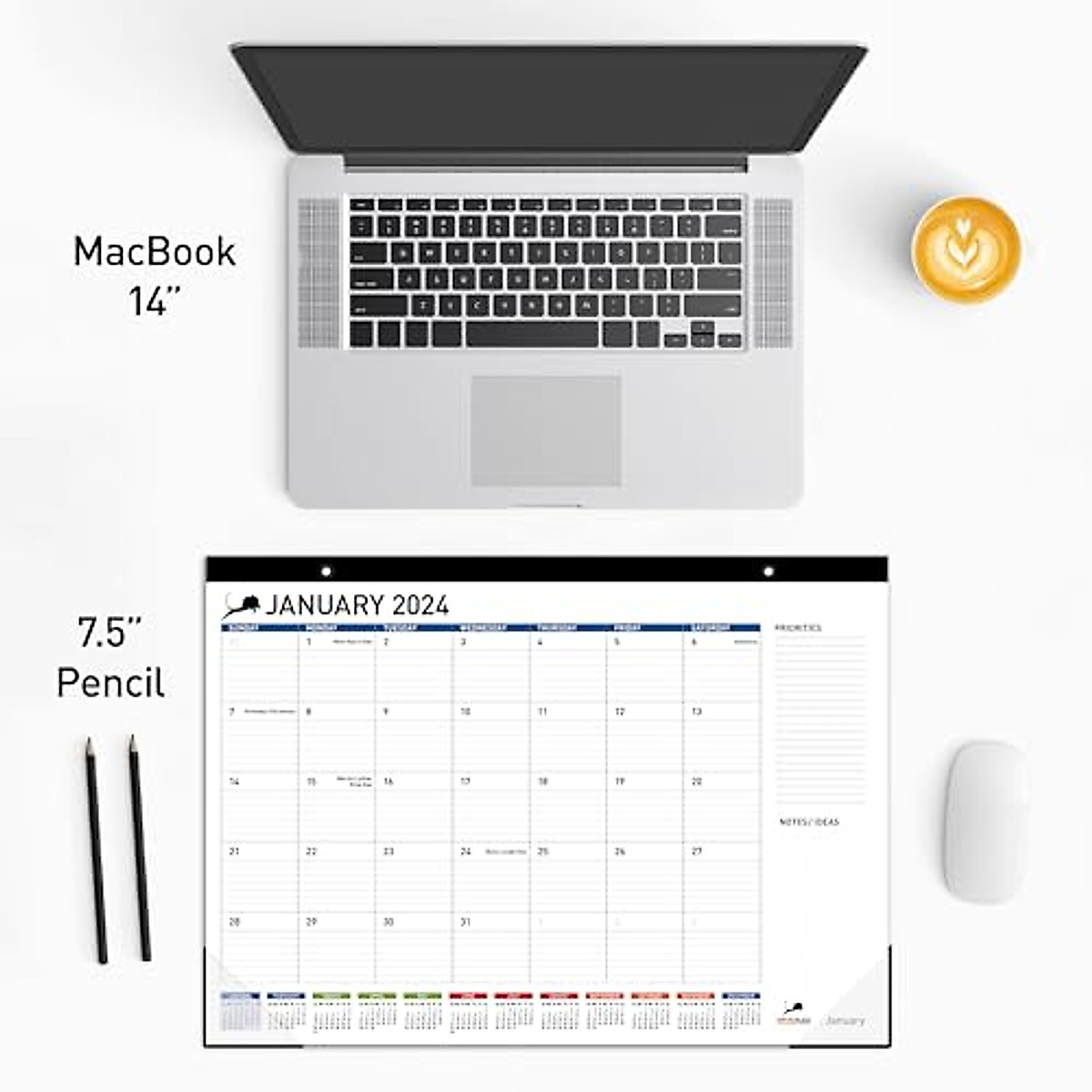 18 Month Desk Calendar 2024-2025 - Large Desktop Calender 17" x 12" - Monthly Planner for Home and Office - School and Teacher Planning Tool