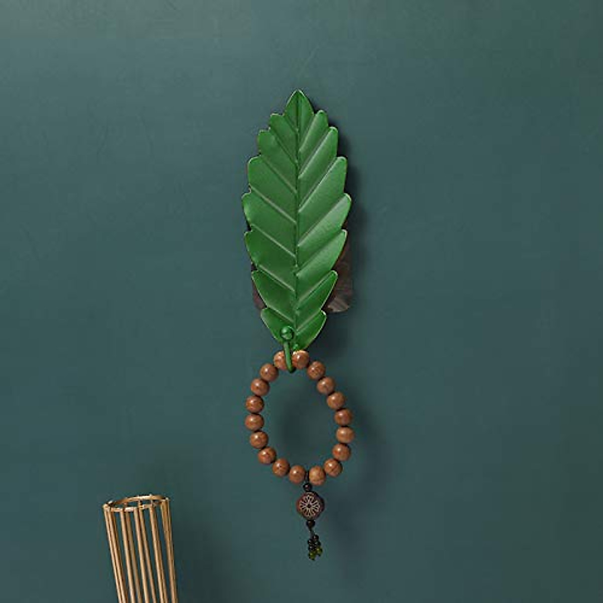 Cabilock 3pcs Leaf Shaped Wall Hooks Decorative Iron Towel Hooks Wall Hanging Coat Key Hooks Clothes Hangers Home Decoration (Green)