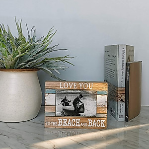 NIKKY HOME 4" x 6" Beach Photo Picture Frame Wooden Box Sign with Glass Cover for Tabletop and Wall Mounting
