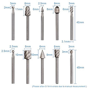 Wolfride 20Pcs Rotary Tool Router Bits 1/8" Shank Rotary Bits for Wood Carving