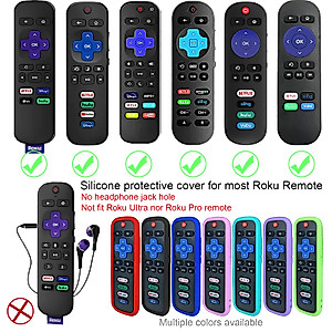 Protective Cover for Roku Remote - Environmentally Friendly Silicone Material, Drop-Proof, Dust-Proof, Washable, Compatible with Most Models of Roku Voice Remote Skin, Roku TV Remote Case (Black)