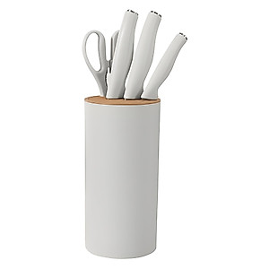 White Knife Block Set, 4PCS Kitchen Knife Set with Block for Home Restaurant, Dishwasher Safe, Non-Stick SUS Material, Nice Gift for Family, Friends