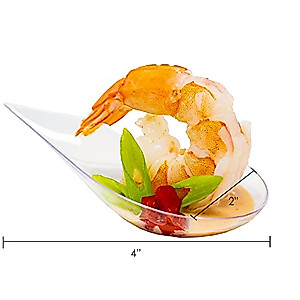 CMJJ 48 Pack Tiny Tear Spoon Clear Mini Appetizer Plates Mini Plastic Dessert Spoons Professional-Grade Recyclable Party Small Serving Platter Clear Disposable Plates Serving Tray for Events