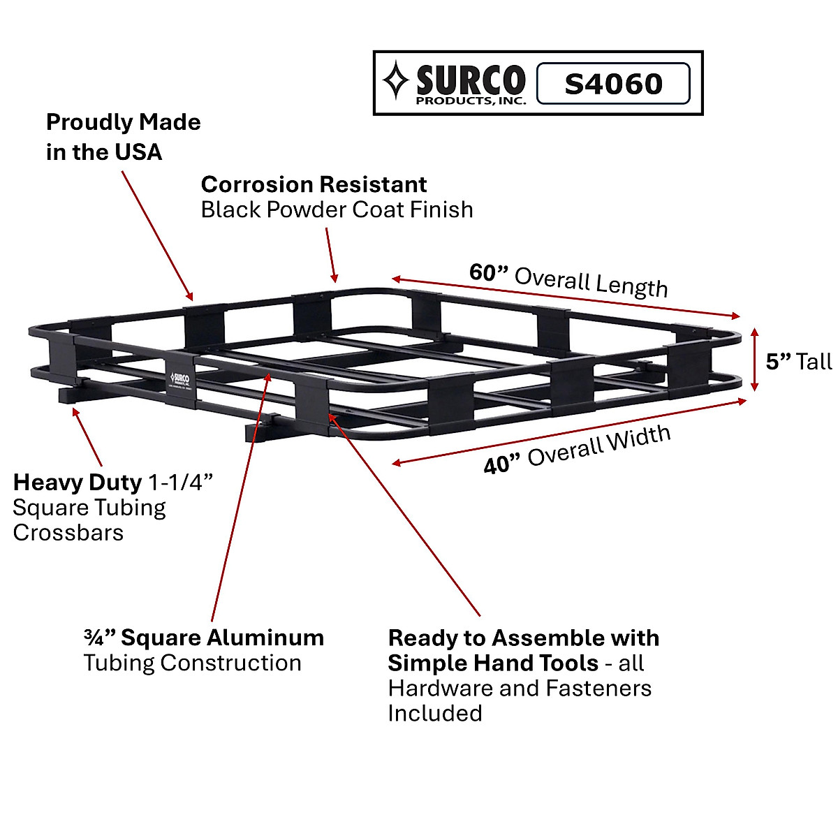 Surco S4060 40" x 60" Safari Roof Rack for SUVs | Durable Cargo Basket