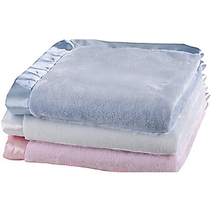 Personalize It Baby Blanket for Girls 30x40 in (Pink) Customized with Name Personalized Monogram for Newborns and Infant in Floral Girl Navy Indigo Blue and Pink with Satin Trim