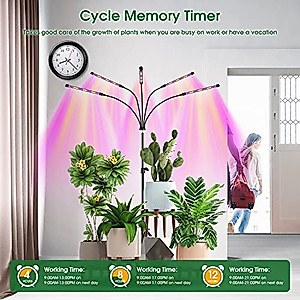 Wolezek Grow Lights for Indoor Plants, Upgraded [5-Heads] Full Spectrum Plant Lights with Stand, LED Plant Grow Lights Indoor with Auto 4/8/12H Timer, Dual Remote, Adjustable Tripod 15-61in