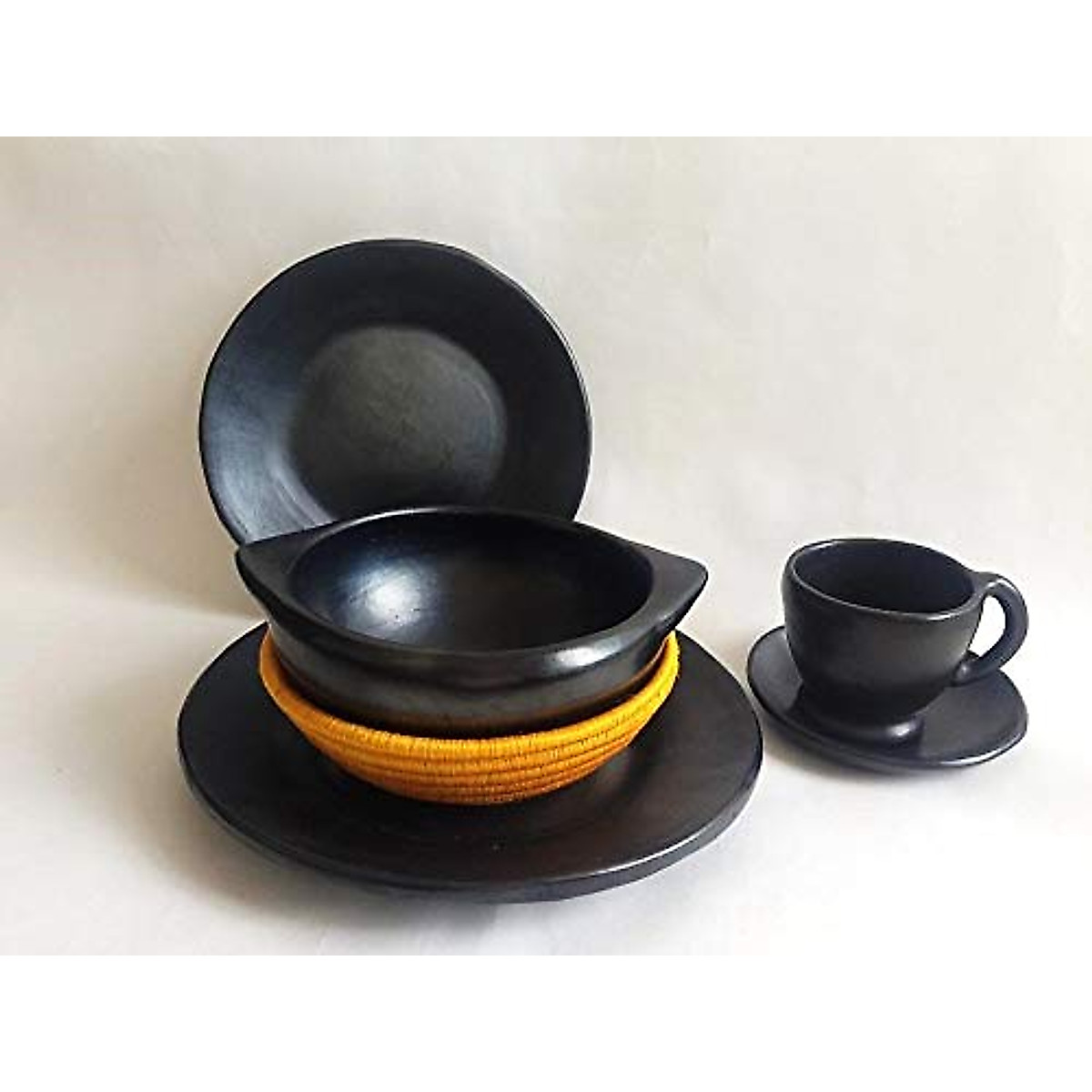 Black Clay Dinner Bowl 6.5 Inches 18 Onz for Salad/Soup/Fruit/Pasta Toxin and Contaminant Free for Home or Restaurant Vegan Pottery