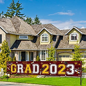 2023 Graduation Yard Sign Congrats Grad Lawn Sign Decorations Giant Maroon Class of 2023 Banner for Graduation Party Supplies(Maroon)