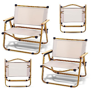 Lallisa 2 Pcs Camping Chair Ultralight Camp Chair, Thicken 600D Oxford Low Lawn Chairs for Concerts Light Portable Folding Beach Chair Supports 253 lbs Carbon Steel Armchairs for Hiking Fishing Picnic