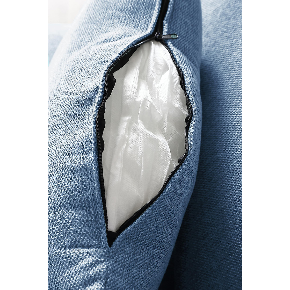 N NOORDENIYA 93'' L Shape Sectional Sofa Couch, Sectional Couch Reversible Chaise with Footstool Ottoman, 3-Seater Sofa Couch Set for Apartment, Living Room, Bedroom, Office. Blue Polyester