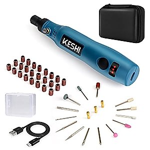 KeShi Cordless Rotary Tool, Upgraded 3.7V USB Rechargeable Rotary Tool Kit with 42pcs Accessories, 3-Speed Multi-Purpose Mini Power Tool for Sanding, Drilling, Polishing, Engraving, DIY Projects