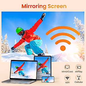 HAPPRUN Projector, 5G WiFi Bluetooth Projector, Native 1080P Portable Projector with Screen and Bag, Support 4K, Zoom, 300" Outdoor Movie Projector Compatible with iOS/Android/TV Stick/PS5