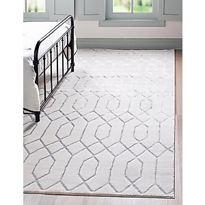 Unique Loom Glam Collection Area Rug - Trellis (3' 3" x 5' 3" Rectangle, White Silver/ Silver)
