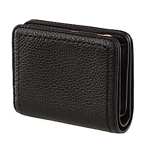 Marc Jacobs S101L01SP21 Black With Gold Hardware Top Stitched Compact Zip Women's Leather Wallet