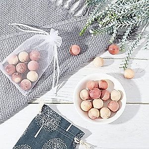 GORGECRAFT 24Pcs Red Cedar Balls Natural Cedarwood Closet Freshener Wooden Round Space Blocks Aromatic Chips Hanger Beads for Drawer Closets Clothes Home Bedroom Storage Supplies Accessory