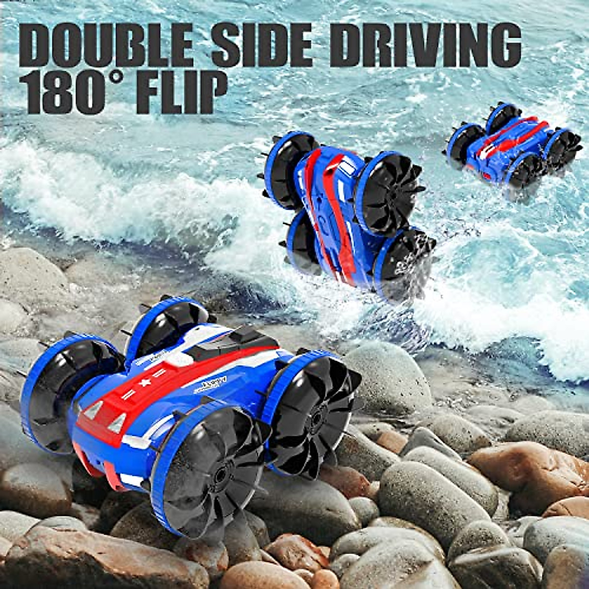 VOLANTEXRC Toys for 6-12 Year Old Boys, Amphibious RC Car for Kids, 2.4Ghz Remote Control Boat Waterproof 4WD Stunt Car, Gifts for Birthday, Christmas, Boys and Girls