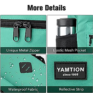 YAMTION School Backpack for Teens,Green Bookbag Classic Backpack with USB Port for High School College Students