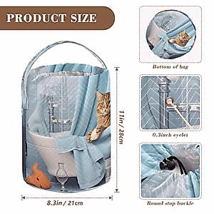 PYBUG Cat Yarn Storage Tote with Knitting Accessories Pockets Portable Large Capacity Travel Knitting Bag Crochet Organizer for Crocheting