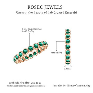 Certified Lab Grown Emerald Full Eternity Band, AAAA Quality, Emerald Wedding Ring for Women- Ready to Gift, 14K Rose Gold, Size:US 7.50