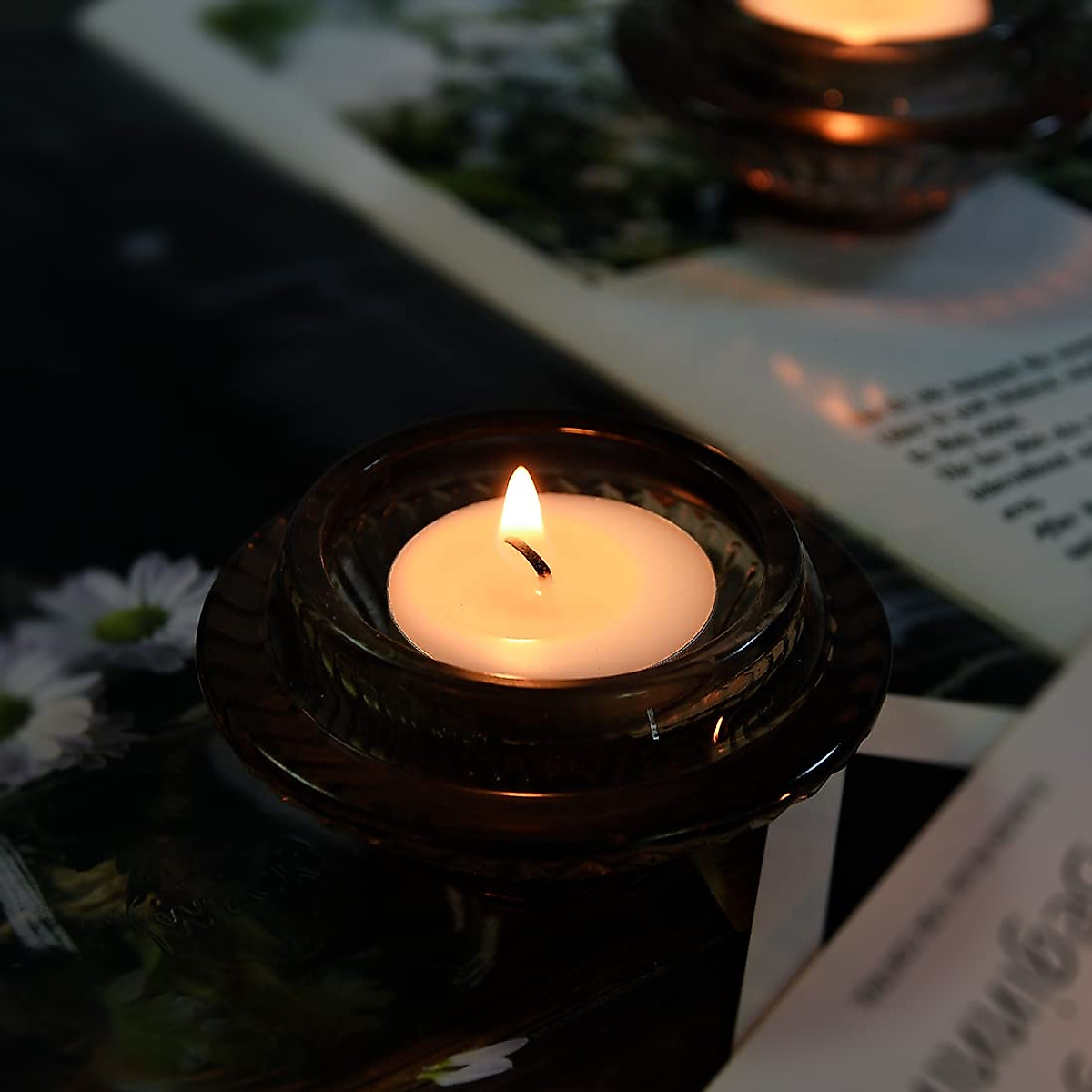 DEYBBY Natural Soy Wax Tealight Candles Bulk,100 Pack UnScented Tea Candle Set - 4 Hours Burning for Each