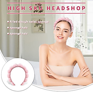Ycfish Spa Headband, Pink - Hairband for Women's Washing Face, Bubble Headband for Skincare, Soft Non Slip Headband with Thickened Sponge for Adult Females, 1 Count