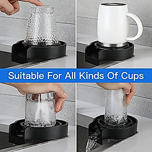 FOHEEL Faucet Glass Rinser for Kitchen Sinks, Kitchen Sink Faucet Bottle Washer,Faucet Glass Washer Cleaner Accessories,Quick Rinser for Baby Bottle,Bar Black