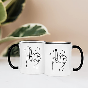 Maustic Wedding Gifts, Engagement Gifts for Couples Bride and Groom, Ring Finger Mug, Bridal Shower Gifts, Newlywed Anniversary Presents for Couples, Just Married Gifts, Mr and Mrs Gifts, Mug Set of 2