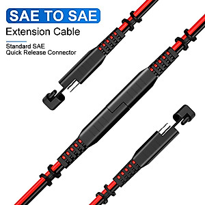 ELECTOP SAE to SAE Extension Cable 15Feet Quick Connect Disconnect SAE Power Connector Cable Wire Harness 14AWG with Dust Cap for Automotive RV Motorcycle Solar Panel SAE Plug Battery Charging Cable