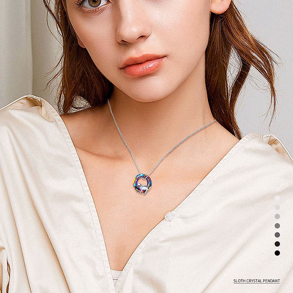 JUSTKIDSTOY Crystal Sloth Necklace for Women 925 Sterling Silver Animal Pendant Necklaces Sloth Jewelry Gifts Christmas Mother's Day Necklace.