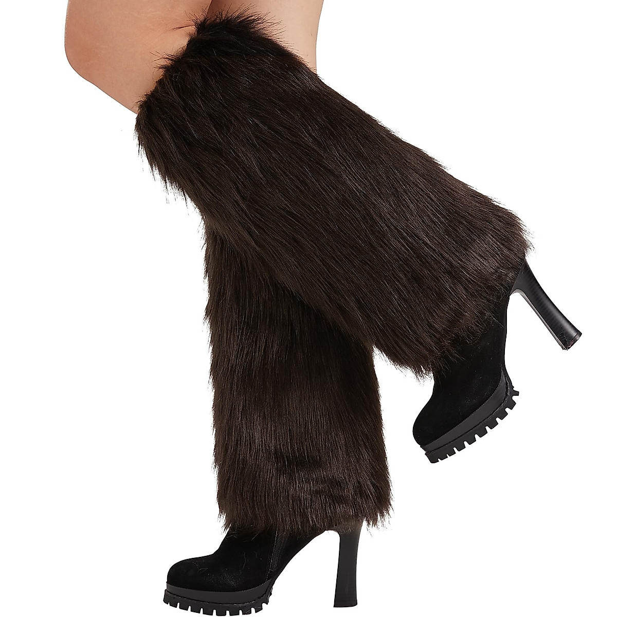 Nanxson Womens Fur Leg Warmer Winter Furry Long Boot Cuffs Cover TTW0034 (Coffee)