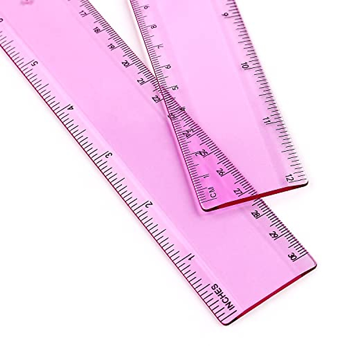Color Plastic Ruler Straight Ruler Measuring Tool 12 Inch Ruler Set Rulers Bulk 3 Pack(Pink)