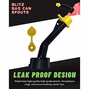 Super Spouts Gas Can Spout Replacement for Blitz Old Style Nozzles with Caps and Vents. 3 Pack