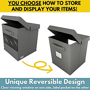 B+P YARNstashr™ 10.5 x 10.5 Yarn Storage Cubes 4-Pack-Cube Organizer Bins with Lid-Sturdy, Reversible and Ideal for Yarn Organization, Crochet Stuff, More! Foldable Fabric Storage Boxes for Crocheters