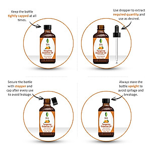 SVA Tangerine Essential Oil – 4 Fl Oz – 100% Natural Tangerine Oil - for Diffuser, Hair Care, Face, Skin Care, Aromatherapy, Scalp and Body Massage, Soap and Candle Making – with Dropper