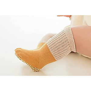 J Poqobog Toddler Baby Girls Boys Cozy Socks 8 Pack Kids Grip Knee-high Socks set Non Slip/Anti Skid