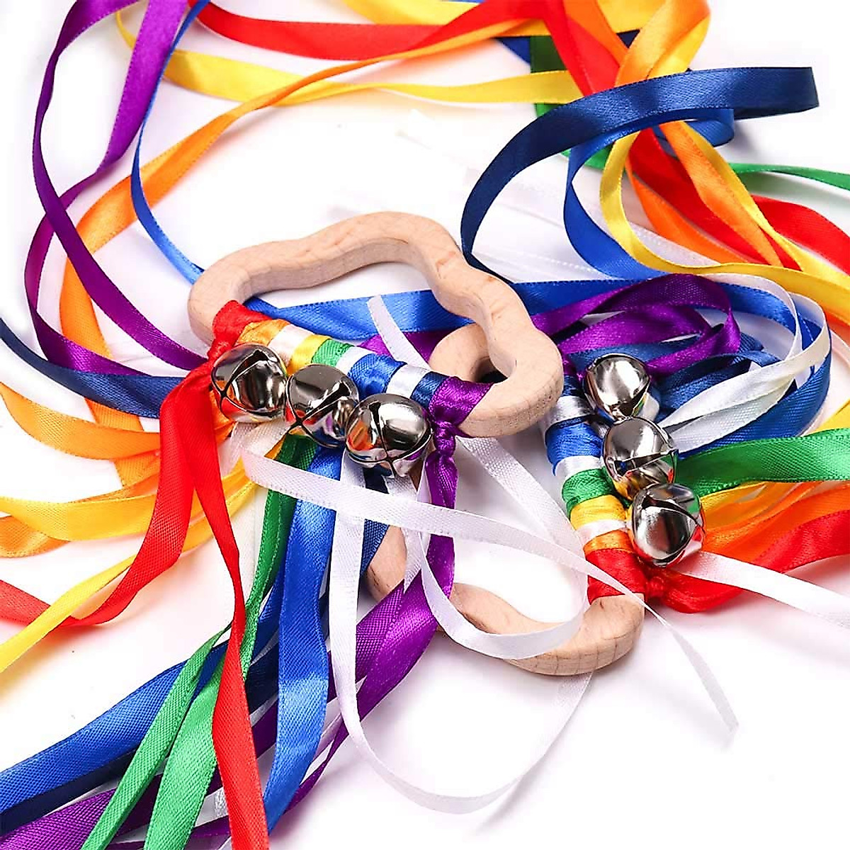 DILIMI Rainbow Hand Ribbon Kite Baby Sensory Toys Waldorf Hand Kite Montessori Learning Toy Cloud Rainbow Hand Kite Set of 2 Gift for Kids