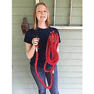 Casa Felice Expandable 50 Foot Garden Water Hose By Heavy Duty Double Layer Latex Fabric Core - Corrosion Resistant, Leak-Proof Nickel Alloy Fittings - Lightweight, Retractable, Tangle-Free Design