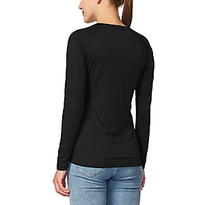 BALEAF Women's Workout Tops Long Sleeve Running Shirts Quick Dry Moisture Wicking Athletic T-Shirts for Exercise Gym Sports Yoga Black Size S