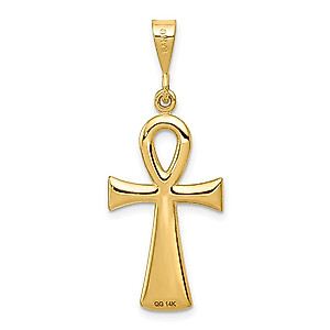 14k Yellow Gold Egyptian Ankh Cross Symbol Of Life Ancient Necklace Charm Pendant Religious Fine Jewelry For Women Gifts For Her