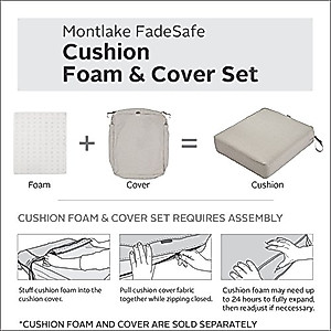 Classic Accessories Montlake FadeSafe Water-Resistant 25 x 22 x 4 Inch Outdoor Back Cushion Slip Cover, Patio Furniture Cushion Cover, Heather Grey, Patio Furniture Cushion Covers